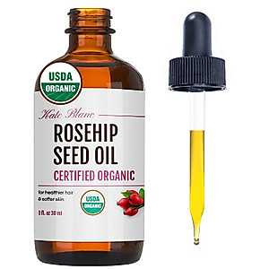 Kate Blanc Cosmetics Rosehip Oil for Face & Skin (1oz, Organic, Pure, Cold Pressed) Rosehip Seed Face Oil for Facial & Gua Sha Massage