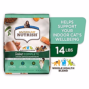 Rachael Ray Nutrish Indoor Complete Premium Natural Dry Cat Food, Chicken with Lentils & Salmon Recipe, 14 Pounds (Packaging May Vary)