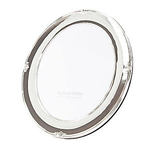 Happy Homewares Traditional and Ornate Oval Metal Silver Plated 8" x 10" Single Picture Frame Lacquer Coated with Black Velvet Back