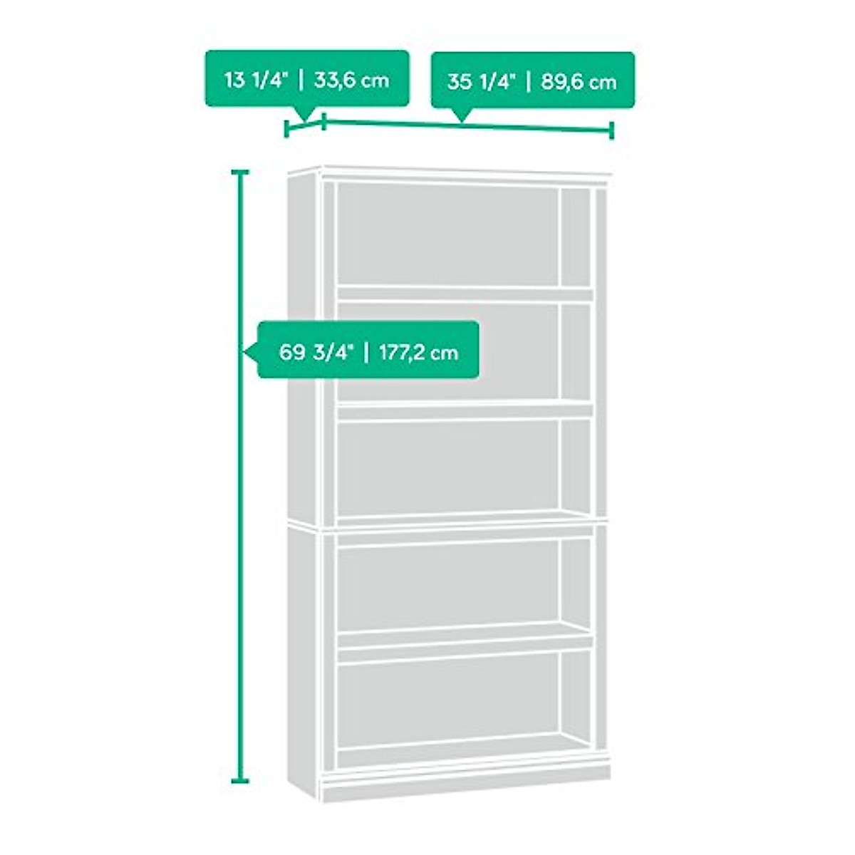 Sauder 5 Shelf Split Bookcase, Jamocha Wood Finish & Shoal Creek Computer Desk, Jamocha Wood Finish