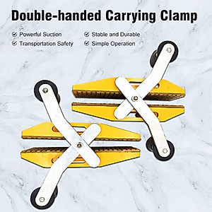 Granite Lifting Tools - 2 Pcs Double Handed Stone Carrying Clamps with Slip-Proof Rubber Pads, 150kg Load Capacity for Moving Marble, Glass, Slabs, Plywood - Heavy Duty Slab Clamp for Easy Transport