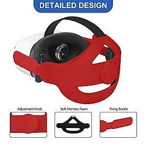 MASiKEN K6 Replacement Head Strap for Oculus Quest 2, Enhanced Support and Comfort Elite Strap Pad, Reduce Head Pressure,Optimize Wearing Experience Oculus2 Accessories (Red)