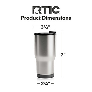 RTIC 20 oz Insulated Tumbler Stainless Steel Coffee Travel Mug with Lid, Spill Proof, Hot Beverage and Cold, Portable Thermal Cup for Car, Camping