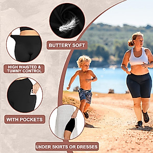 FULLSOFT Plus Size Biker Shorts for Women-High Waist X-Large-4X Tummy Control Womens Shorts with Pockets Leggings Shorts for Yoga Workout(2 Pack Black,4X-Large)