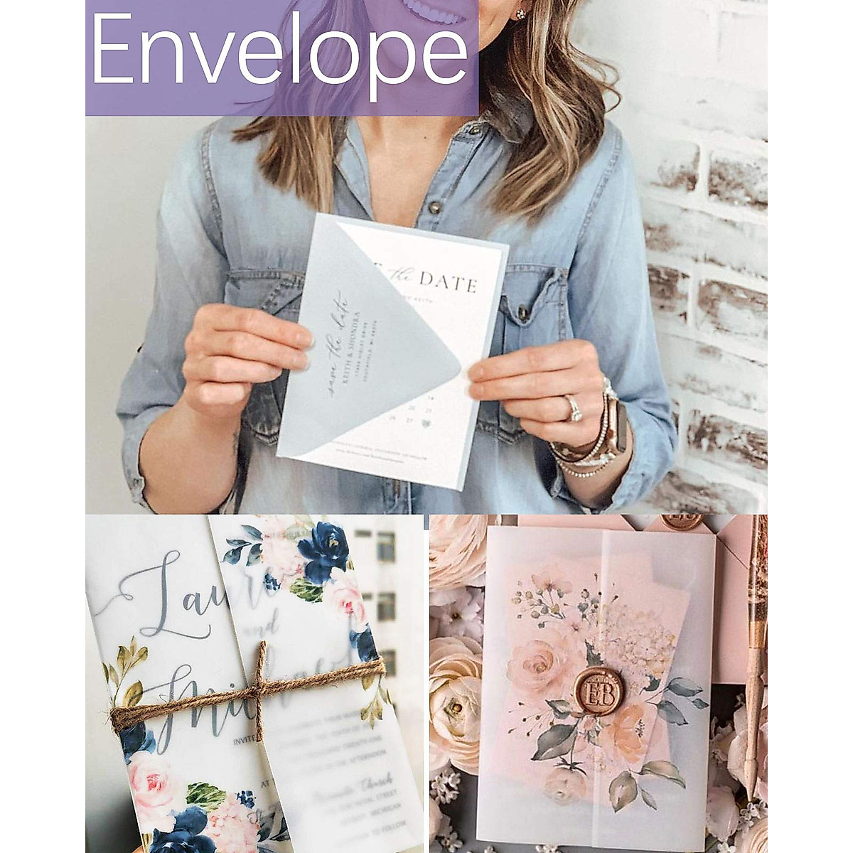 Translucent Vellum Paper, Dowsabel 68LBS 8.5 x 11 inches Printable Vellums for Card Overlays, Invitations Belly Bands, Envelope, Lantern,50 Sheets