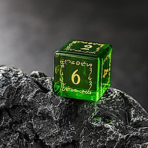 VVFOR Prism Rainbow Glass DND Dice Set Sharp Edge Polyhedral D&D dice for Role Playing Games Table Games D20 D6 D10 D12 D8 (Green Viking)