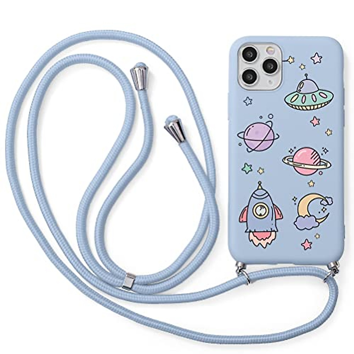 KAPUCTW for Apple iPhone SE 2022/2020/7/8 Case with Strap Crossbody Lanyard Case, Soft TPU with Adjustable Nylon Lanyard Neck Holder, Design Phone Lanyards for iPhone SE 3 4.7 inch,Star Rocket