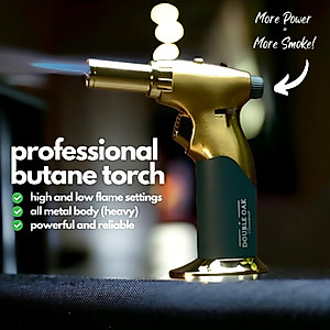 Cocktail Smoker Kit with Torch by Double Oak Essentials - 3 Flavors of Wood Chips and Butane Torch Included (Butane Sold Separately) - Whiskey Gifts for Men - Whiskey Smoker