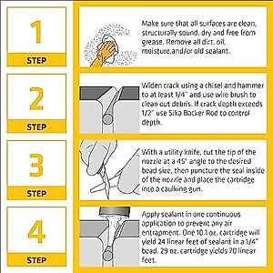 Sikaflex Self Leveling Sealant, Gray, polyurethane with an accelerated curing capacity for sealing horizontal expansion joints in concrete, 10.1 fl. oz Cartridge