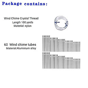 60 Pieces Wind Chime Tubes Parts Supplies String Metal for Crafts DIY Windchime Kits for Adults Kids Arts and Crafts