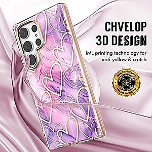 Chvelop Compatible with Samsung Galaxy S23 Ultra 5G Case, Slim Stylish Protective Case, 360 Degree Protection, [No Built-in Screen Protector] [Camera Lens Cover] Dropped 3000 Tests, Heart