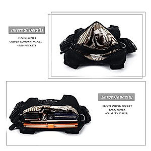 Angel Kiss Handbags for Women Soft PU Leather Large Hobo Bags for Ladies Top Handle Satchel Shoulder Bag Black