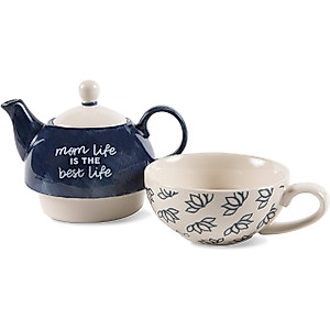 Pavilion - Mom Life Is The Best Life - 15 Oz Teapot & 8 Oz Teacup Tea For One Set