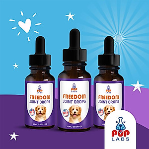 Pup Labs Freedom Joint Drops - Dog Joint Support Supplement with Human-Grade Ingredients - No Fillers, Preservatives, Additives, or Artificial Ingredients, 30 ml Dropper