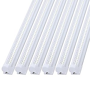 MKUJOO 6 Pack 4FT 60W LED Shop Light, V Shape Integrated T8 LED Tube Light, 6600LM, 6000K Super Bright White,high Output Linkable with Plug for Garage, Workshop,Basement,Warehouse