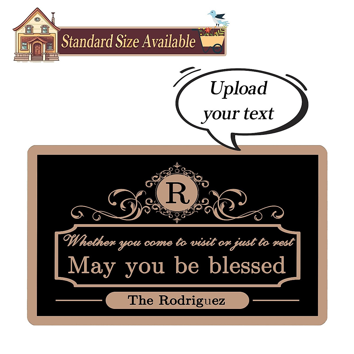 Differ More Customized Monogram Welcome Mats Outdoor for Front Door(Made in USA) - Custom Welcome Door Mats Indoor Entrance with Initial - Low-Profile Floor Mat for Yard(30"x18")