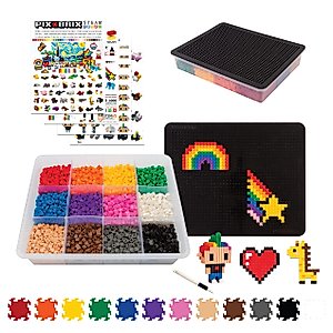 Pix Brix Pixel Art Puzzle Bricks – 6,000 Piece Pixel Art Container, 12 Color Light Palette – Interlocking Building Bricks, Create 2D and 3D Builds Without Water or Glue – Stem Toys, Ages 6 Plus