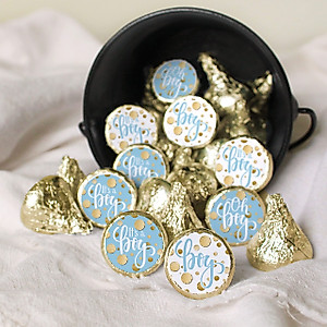 Blue and Gold It's a Boy Baby Shower Favor Stickers, Chocolate Kisses Party Favor Candy Stickers - 180 Labels