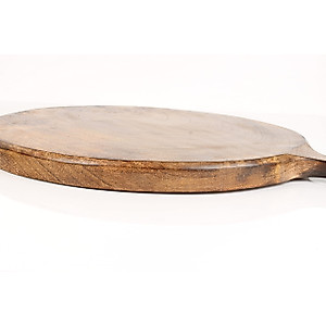 Father's Day Gifts Wooden Round Chopping Board with Handle & Rope for Hanging, Pizza Serving Tray Party Serving Platter | 12 Inch Dia