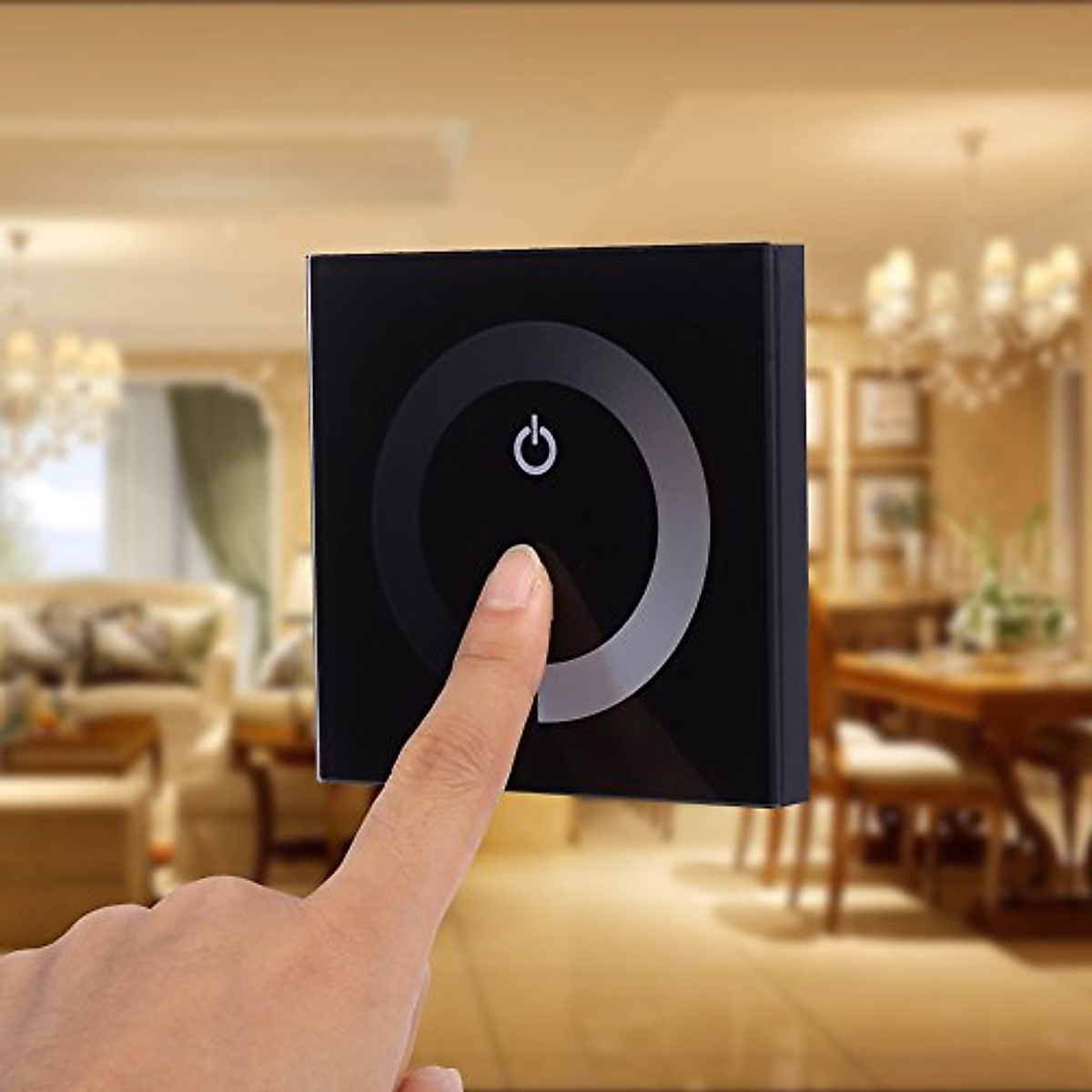 LED Dimmer Switch, Single Color Touch Panel Dimmer Wall Switch Controller LED Light Strip DC 12V-24V(Black)