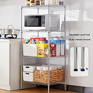 4 Tier Wire Shelving Unit, Height Adjustable Wire Shelves with 1200 LBS Capacity, NSF Metal Wire Rack Shelving for Laundry, Kitchen, Pantry, Closet (18" D x 29.5" W x 59" H, Chrome)