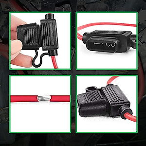 GKmow 5 PCS Plug-in Low-Voltage Fuse Holder, 30A Fuse, 12AWG Insulated Wire, Waterproof Appliances Protection Tool, Suitable for Cars, All-Terrain Vehicles, Motorcycles, Yachts, CD Players (Black)