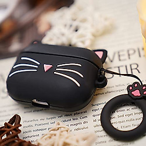 Case for Airpods Pro Cartoon 3D Anime Animal Cute Cat Design AirPod Skin Case Funny Fun Cool Character Soft Silicone AirPods Pro Case for Kids Teens Girls Boys Cover Cases Air pods Pro