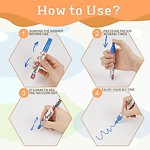 TIMJYUT White Permanent Marker Paint Pens - 2 Count,Medium Tip Oil-Based,Waterproof & Quick Dry,Never Fade,Markers Pens For Rock,Plastic,Glass,Metal,Wood and More