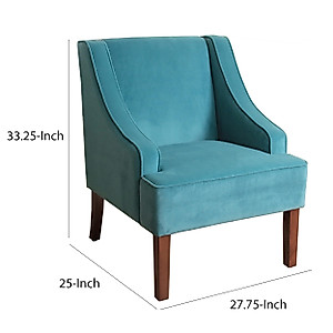Benjara Wooden Accent Chair with Wingback, Blue and Brown