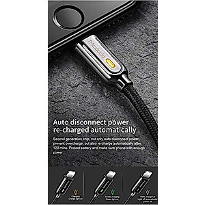 mcdodo Power Off/On Smart LED Auto Disconnect and Auto Recharge Nylon Braided Sync Charge USB Data 6FT/1.8M Cable Compatible with Phone 14/13/12/11 Pro Max List Below (Black, 6FT/1.8M)