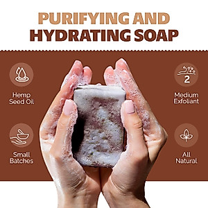 BOOTLEG BATH Natural Bar Soap- Cold Brew Scrub Bar Hempseed Oil and Coffee, Natural Exfoliating Body Soap for Men and Women, Eco Friendly, Handcrafted Body Soap Made in USA, 4.4 oz Each Bar