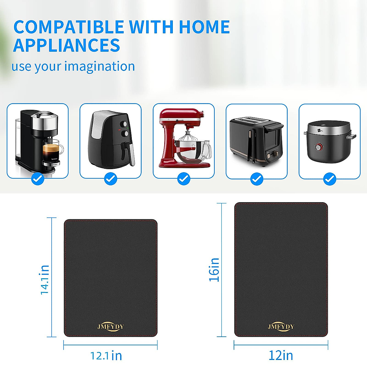 Kitchen Countertop Slider Mat,2 Pack Leather Sliding Coffee Mats for Kitchen Appliance, Heat Resistant Protector Mat Kitchen Slider Pads for Ninja Foodi Air Fryer,Coffee Maker, Blender (rose gold)