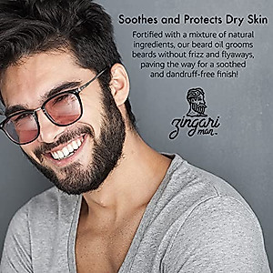 Zingari Man The Gent Beard Elixir - Argan Beard Oil for Men - Natural Jojoba Oil, Bayberry Fruit Wax, Fragrance - Gifts for Boyfriend, Dad - Glass Bottle with Pump (2oz)