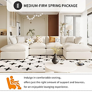 VASOENY 134.4 X 59.1'' U Shape Modular Sectional Sofa, Oversized Polyester Fabirc L Shaped Couch, Modern 6 Seat Corner Sofa Couch with 2 Removable Ottomans for Living Room, Office