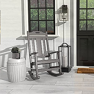 PolyTEAK Porch Rockers Collection Poly Lumber Wood Alternative All Weather Modern Outdoor Rocking Chair for Patios, Porches, and Pool Side, Grey