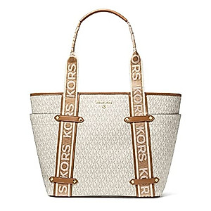Michael Michael Kors Women's Canvas Logo Maeve Large Tote Handbag Vanilla Acorn
