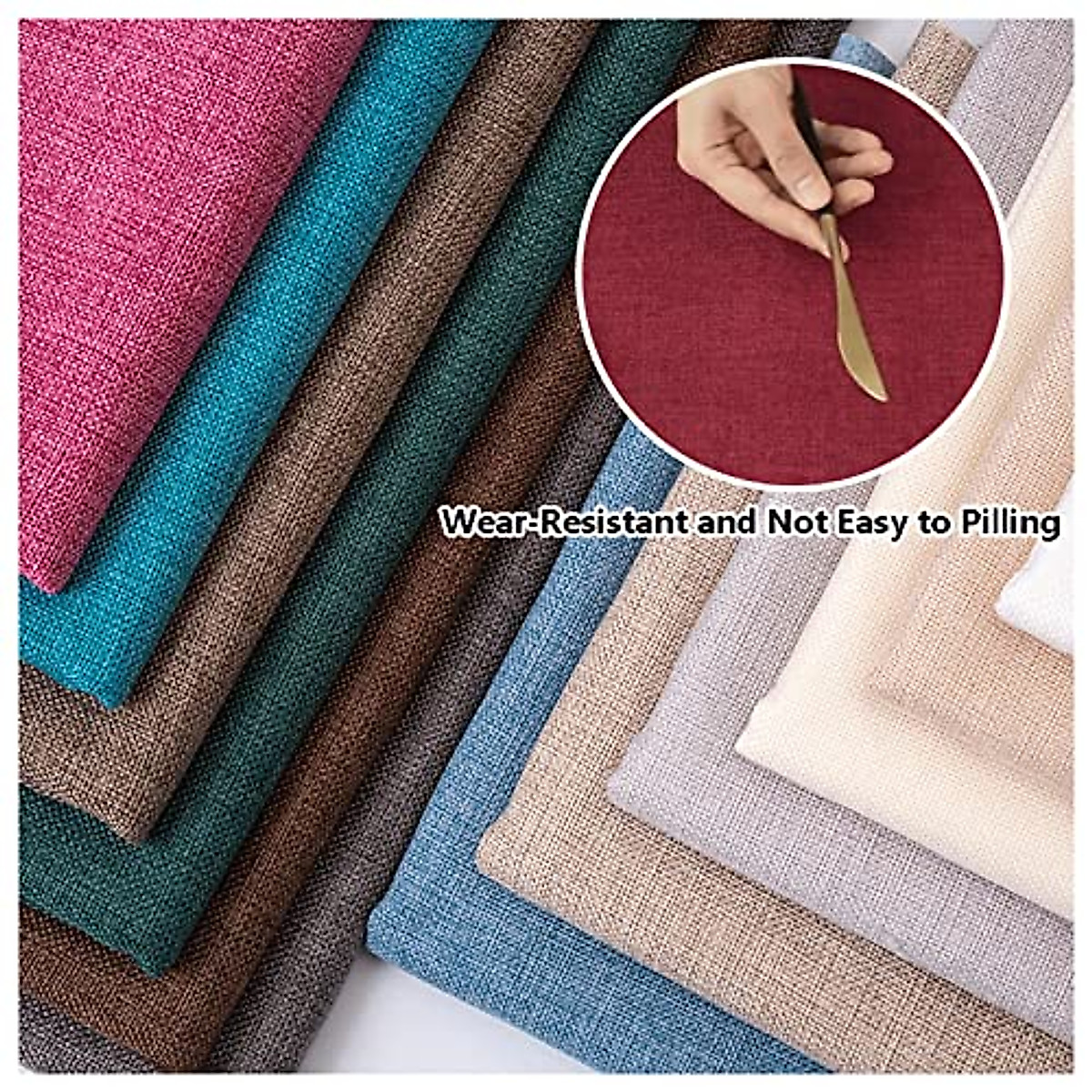 KUCKEE Cotton Linen Blend Fabric Upholstery Skin-Friendly Tear-Resistant Fabric by The Yard Upholstery Sewing 60 Inches Wide Easy to Clean for Craft Lovers Pillow Sofa Curt Burgundy-1.5x1m