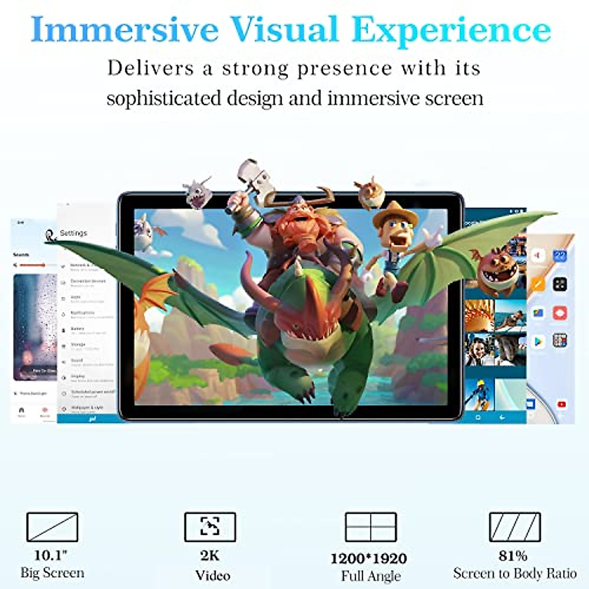 DOOGEE T10 Android Tablet 2023, 10.1" FHD+ Android 12 Tablet, 15GB+128GB Octa-Core Gaming Tablet, 8300mAh Battery 2.4G/5G WiFi Tablet, TÜV Low Bluelight Tablet Android, Bluetooth, GPS, Split Screen