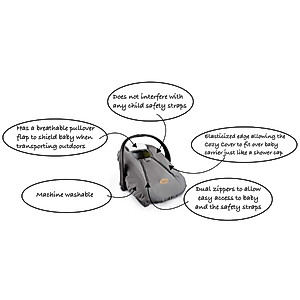 Cozy Cover Premium Infant Car Seat Cover (Charcoal) with Polar Fleece - The Industry Leading Infant Carrier Cover Trusted by Over 6 Million Moms for Keeping Your Baby Warm