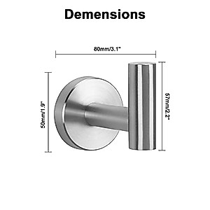 NearMoon Bath Towel Hooks- SUS 304 Stainless Steel Robe Hook Holder, Heavy Duty Coat Hook for Bathroom Livingroom Hotel Kitchen Garage, Wall Mounted- 4 Pack (Brushed Nickel)