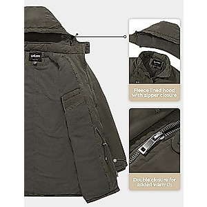 Soularge Women's Winter Plus Size Thickened Cotton Coat with Detachable Hood(Olive,3X)