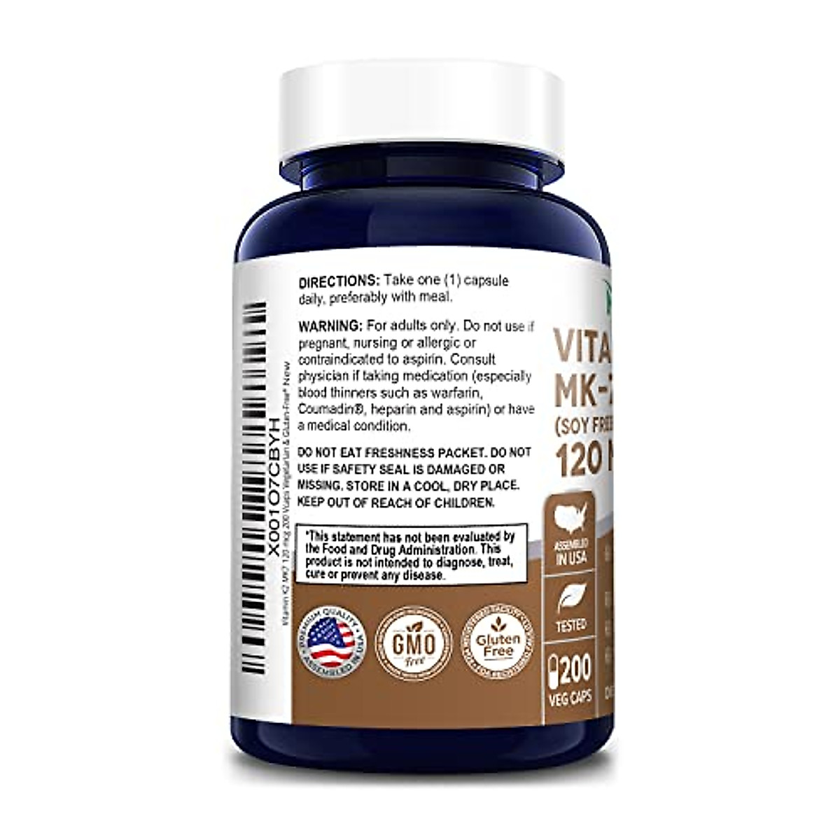 NusaPure Vitamin K2 MK7 120 mcg 200 Veggie Caps (Non-GMO, Vegan & Gluten Free)