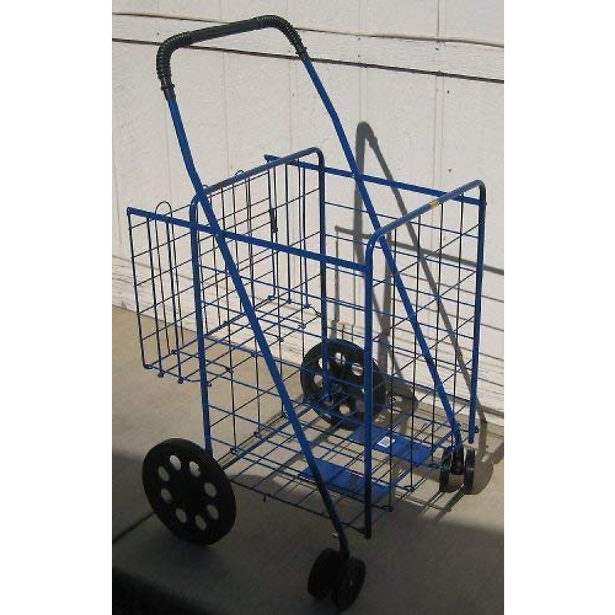 Swivel Wheels FOLDING SHOPPING/LAUNDRY CART with Double Basket Cart - Blue
