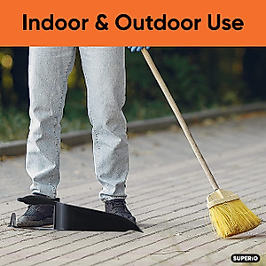 Superio Heavy Duty Plastic Step-on Dustpan with Comfort Grip Handle Black, Durable, Lightweight Multi Surface Dust Pan Easy Broom Sweeping, 10-inch Wide, 2-Pack