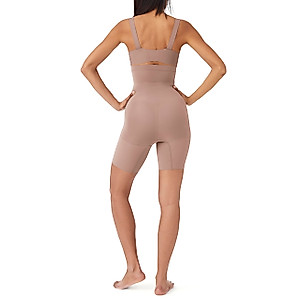 SPANXsculpt Seamless Power High-Waisted Mid-Thigh Short - Lightweight, All-Day Comfort - Core Control Shapewear - Cafe Au Lait - Large