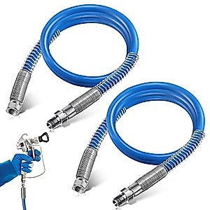 Enhon 4 ft Airless Paint Spray Extension Hose Compatible with Graco 247338, 3/16 ID High Pressure Paint Spray Whip Hose, 3000 PSI Flexible Extended Wall Painting Tube