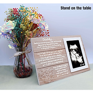 New Dad Gift-New Father Gift-Become a Father-Pregnancy Announcement Gift-You're Going to be a Daddy-New Baby Sonogram Photo Gift-Love At First Sign-Wood Picture Frame Photo Frame for 6''×4'' Photo