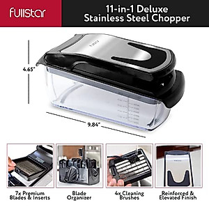 Fullstar Vegetable Chopper - Spiralizer Vegetable Slicer - Onion Chopper with Container - Pro Food Chopper - Black Slicer Dicer Cutter - 7 Blades