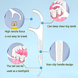 Dental Floss Picks Dispenser 2 Boxs White,for Adult Floss Sticks Organizer,with Floss Dental Pick 176 Count,Flossers Toothpicks Sealed Storage Neat,Clean Teeth More hygienic