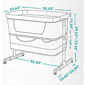 nordmiex Bedside Sleeper Bedside Crib, Baby Bassinet 3 in 1 Travel Baby Crib Baby Bed with Breathable Net,Adjustable Portable Bed for Infant/Baby(Deep Grey)